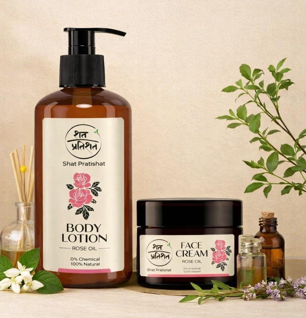 Face cream and body lotion With Rose essential oil by Shat Pratishat